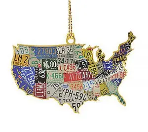 BEACON DESIGN Usa License Plate Map Ornament By - One-color