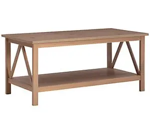 LINON Home Hollis Driftwood Coffee Table W/ Bot Tom Shelf Space - One-color