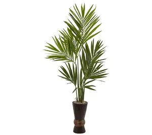 NEARLY NATURAL 6' Kentia Tree With Bamboo Planter Nearly Na Tural - One-color