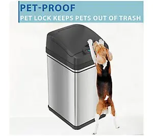 ITOUCHLESS 8-gallon Stainless Steel Pet-proof S Ensor Trash Ca
