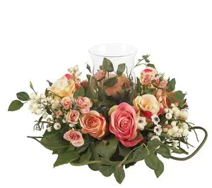 NEARLY NATURAL Rose Candelabrum Silk Flower Arrangement Nea Rly Natural - One-color