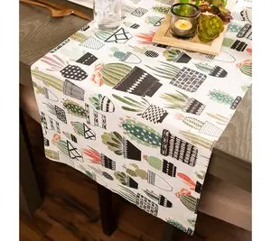 DESIGN IMPORTS 14' X 72' Urban Oasis Cactus Tab Le Runner
