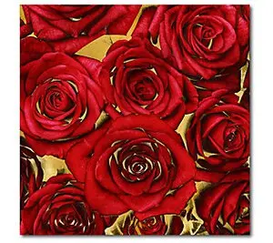 COURTSIDE MARKET Red & Gold Roses 16x16 Canvas Wall Art - One-color