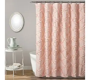 LUSH DECOR Ruffle Diamond 72' X 72' Shower Curtain By - One-color