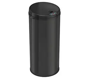 ITOUCHLESS Round 13-gallon Deodorizer Trash Can Matte Black - One-color