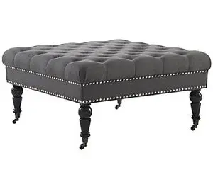 LINON Home Eva Square Tufted Decorative Upholst Ered Ottoman - One-color