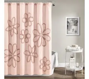 LUSH DECOR Ruffle Flower 72' X 72' Shower Curtain By - One-color