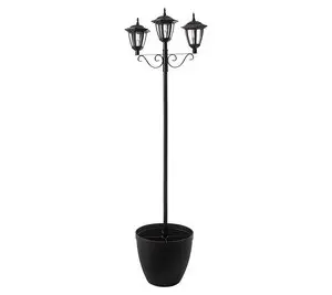 GLITZHOME Solar Triple Lantern Street Light Wit H Planter Pot - One-color