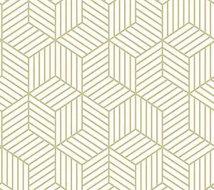 ROOMMATES Striped Hexagon White/gold Wall Decals - One-color