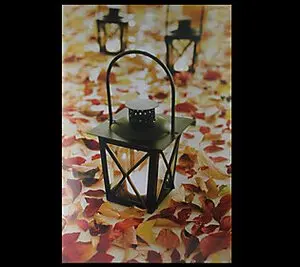 NORTHLIGHT Led Lighted Fall Foliage & Lanterns Anvas Wall Art