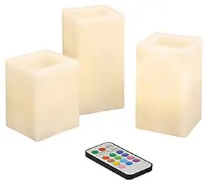 LUMABASE Set Of 3 Flameless Pillars With Remote - One-color