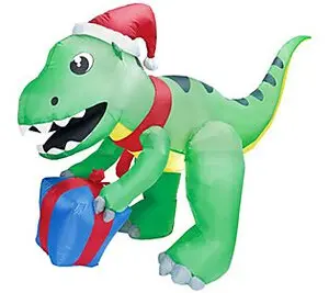 JOIEDOMI 5 Ft Christmas Dinosaur With Hat Infla Table