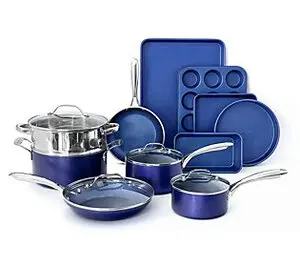 GRANITESTONE Blue 15 Piece Nonstick Cookware An D Bakeware Set - One-color