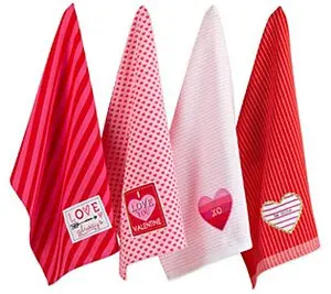 DESIGN IMPORTS 4-pack Assorted Valentine's Kitc Hen Towel Set