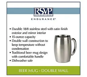 RSVP Stainless Steel Double Wall Beer Mug