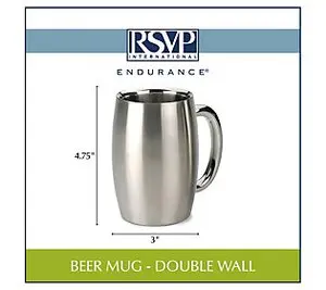 RSVP Stainless Steel Double Wall Beer Mug