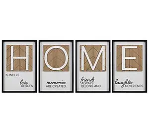 YOUNG'S INC. Wood Country Home Wall Sign, 4-pie Ce Set - One-color