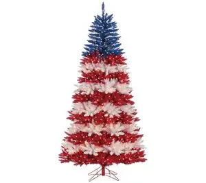 GERSON INTERNATIONAL 7.5' Patriotic America Tree In Red, White And B Lue - One-color