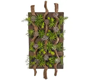NEARLY NATURAL Mixed Succulent Living Wall By - One-color