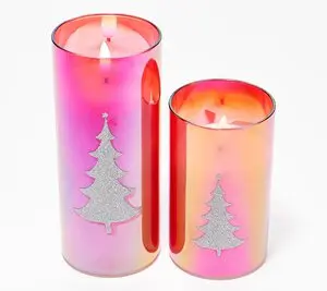 LIGHTSCAPES Set Of 2 Iridescent Filled Flameless Candl - One-color