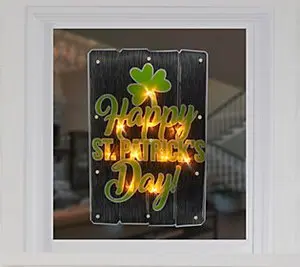 NORTHLIGHT 17' Lighted Happy St. Patrick's Day Window Silh Uette