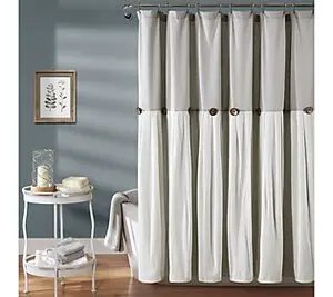 LUSH DECOR Linen Button 72' X 72' Shower Curtain Lush D Ecor - One-color