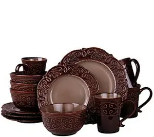 ELAMA S Salia 16-piece Stoneware Dinnerware Set - One-color