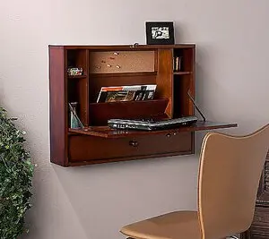 QVC Wall-mount Laptop Desk Brown Mahogany