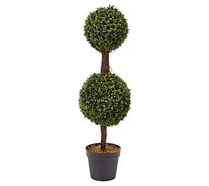 PURE GARDEN 36' Artificial Podocarpus Double Ba Ll Topiary - One-color