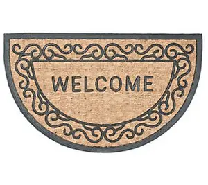 GEO CRAFTS Tuffcor Half Round Welcome Scroll Coir And Rubb Er Doormat - One-color
