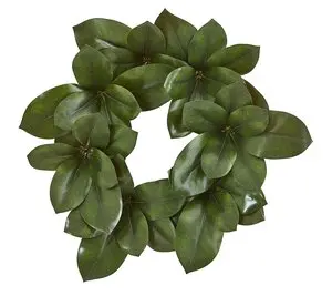 NEARLY NATURAL 22' Magnolia Leaf Artificial Wreath Nearly N Atural - One-color