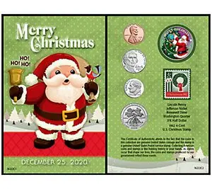 AMERICAN COIN TREASURES Santa Year To Remember 2020 Coin Christmas Card - One-color