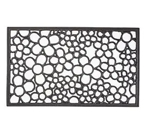 GEO CRAFTS Rubber Rectangle Daisy Scroll Design Doormat 100% Rubber - One-color