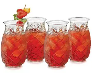 LIBBEY Set Of 4 Tiki Pineapple Glasses - One-color