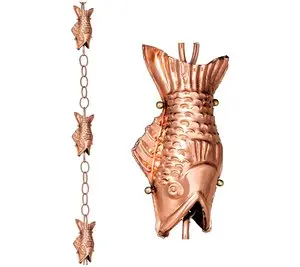GOOD DIRECTIONS Pure Copper Fish 8.5' Rain Chain Good Direct Ions - One-color