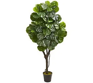 NEARLY NATURAL 5' Fiddle Leaf Fig Artificial Tree Nearly Na Tural - One-color