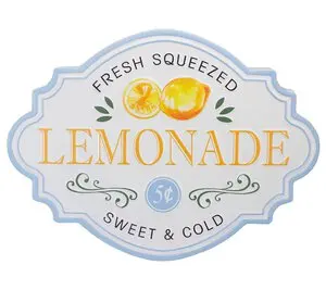 NORTHLIGHT 15.25fresh Squeezed Lemonade' Metal Sign Spr Ing Wall Decor - One-color
