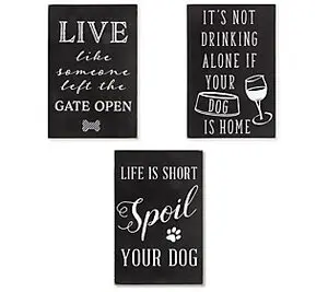 GERSON INTERNATIONAL Set Of 3 Wood Dog Themed Wall Decor Gerson C O - One-color
