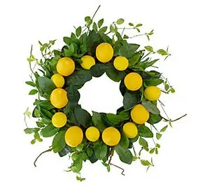 NORTHLIGHT Lemons And Assorted Foliage Spring Wreath Yell Ow And Green - One-color