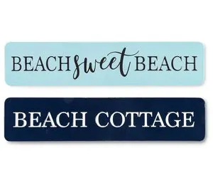 GERSON INTERNATIONAL Set Of 2 36' Long Metal Beach-themed Wall Signs Gerson Co - One-color