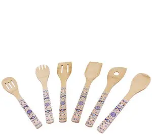BERGHOFF Patterned 6-piece Bamboo Utensil Set - One-color