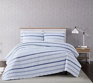 TRULY SOFT Waffle Stripe Twin Xl 2 Piece Quilt Et - One-color