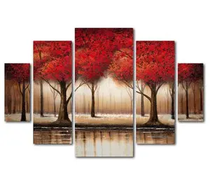 LAVISH HOME Rio Parade Of Red Trees 5-piece Pri Nt - One-color