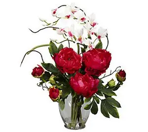 NEARLY NATURAL Peony & Orchid Flower Arrangement Nearly Nat Ural - One-color