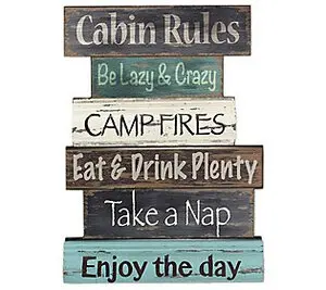 YOUNG'S INC. Young's, Inc. Wood Cabin Rules Wall Sign - One-color