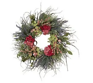 GERSON INTERNATIONAL 24' Natural Twig & Mixed Flower Wreath Gerso N Co - One-color