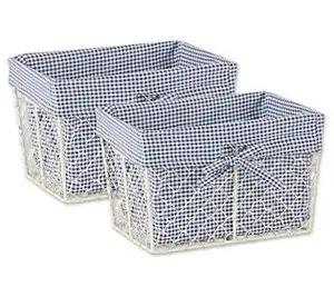 DESIGN IMPORTS S/2 Antique Chicken Wire Baskets W/liners - One-color
