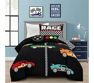 LUSH DECOR Racing Cars 4pc Twin Quilt Set By - One-color