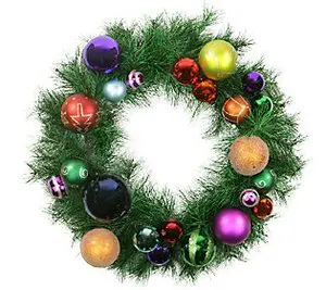 NORTHLIGHT 24' Decorated Wreath By - One-color