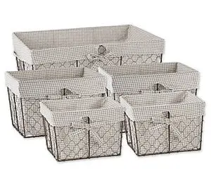 DESIGN IMPORTS S/5 Rustic Chicken Wire Baskets W/liners - One-color